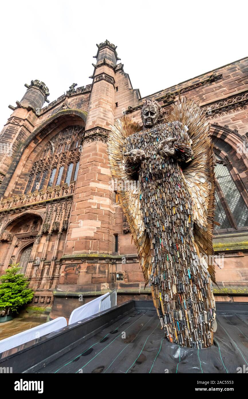 The Knife Angel at Chester Cathedral. Created by the British Ironwork ...