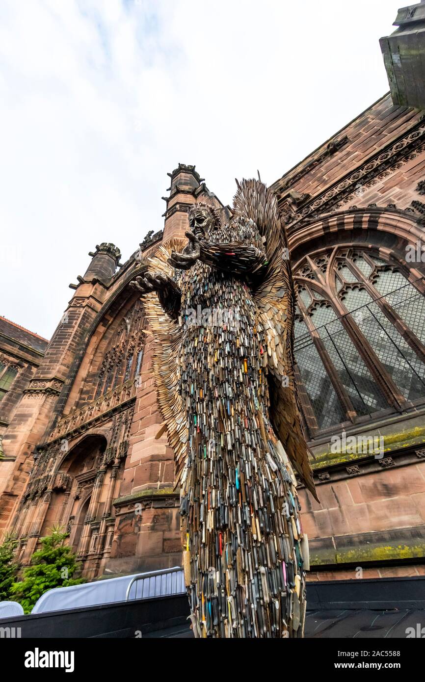 The Knife Angel at Chester Cathedral. Created by the British Ironwork ...
