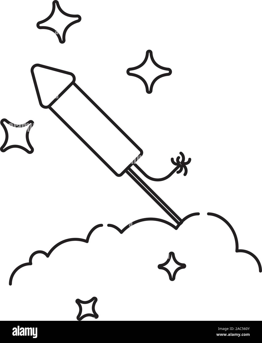 Firework icons set. Black line celebration fireworks icons on white ...