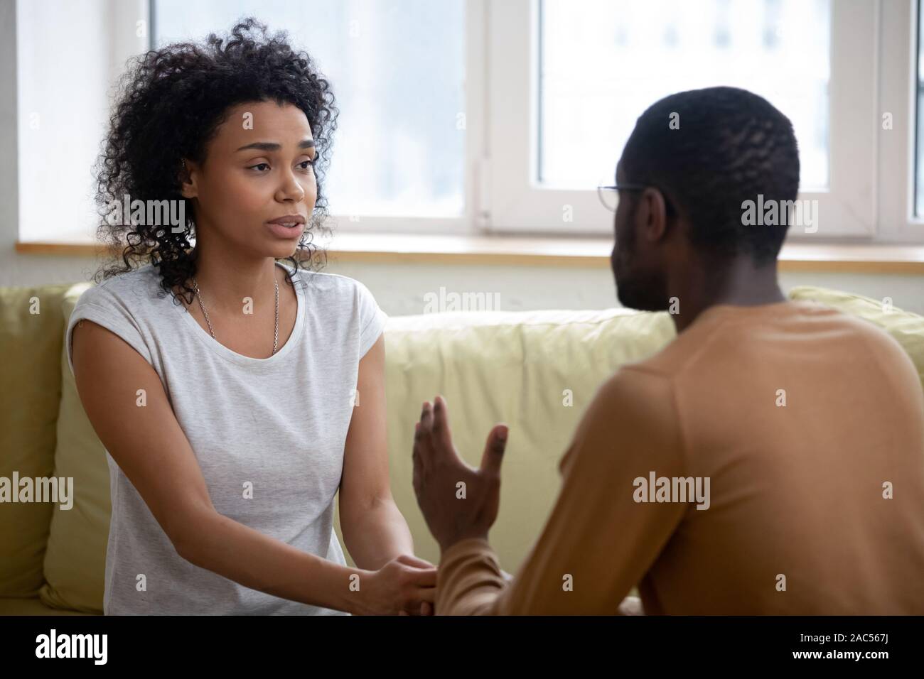 African American couple argue suffer from relationships problems Stock ...