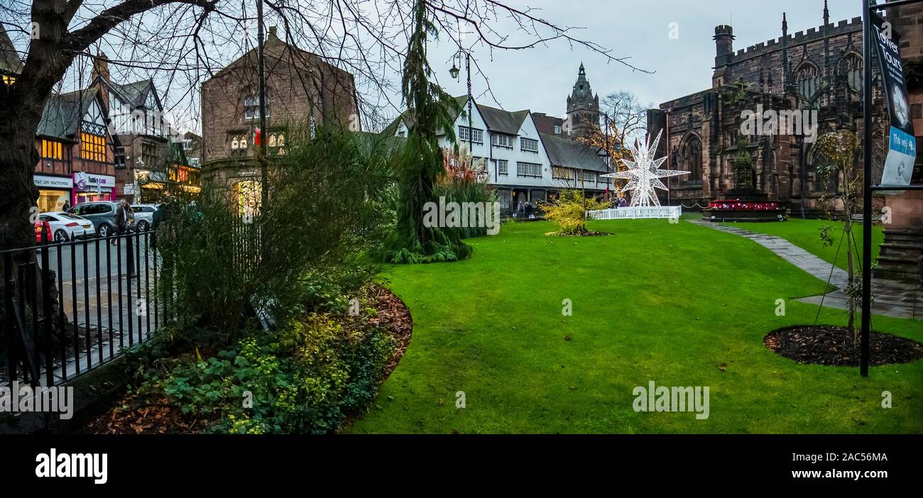 An illuminated Christmas decoration in the shape of a star in the ...