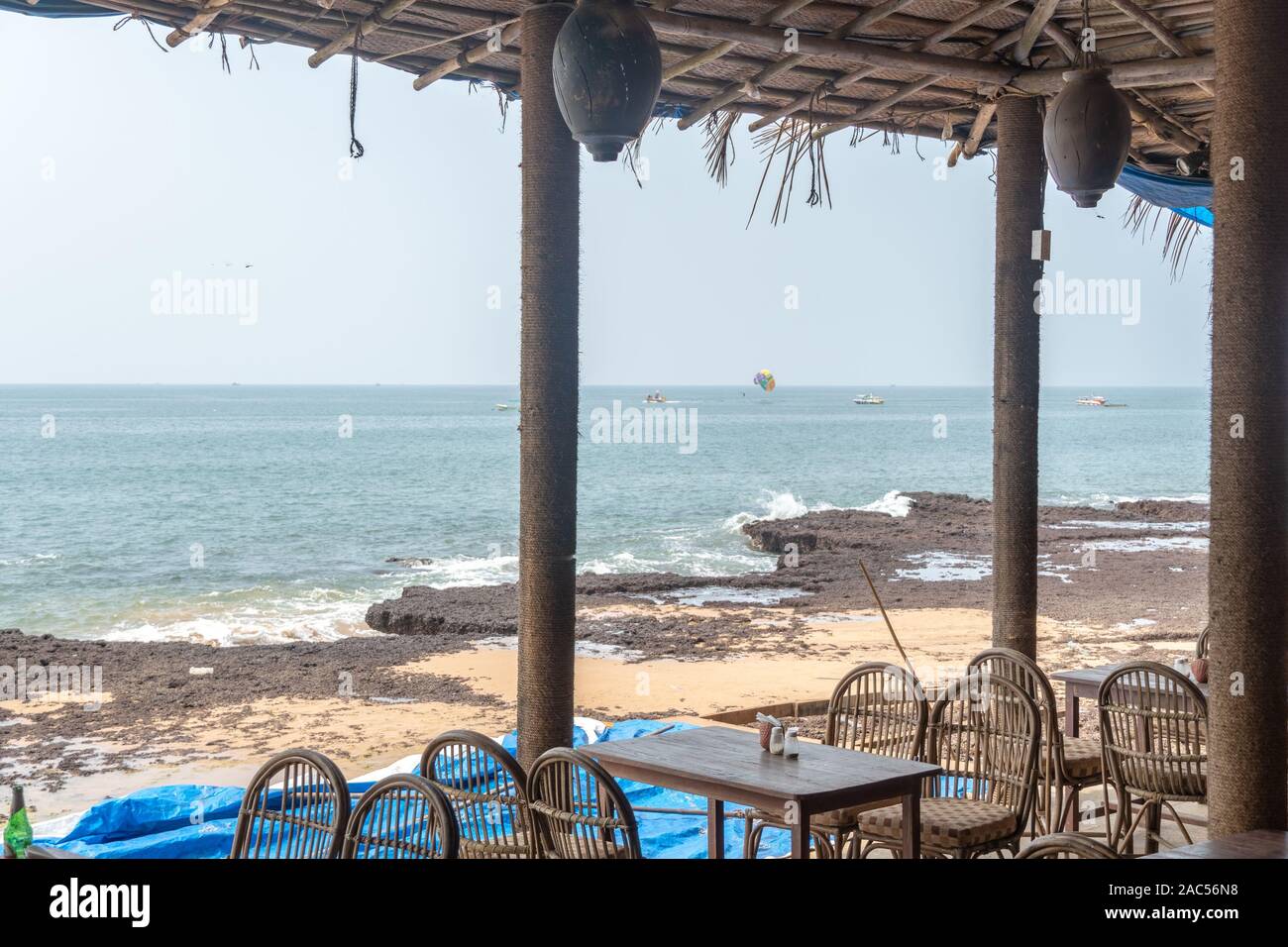 Anjuna Beach photo taken in Goan Cafe in India Stock Photo - Alamy