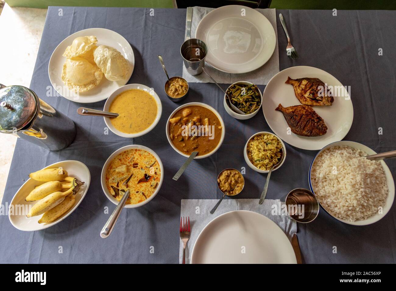 South Indian Food Being Served on Table in Alleppey Kerala India Stock ...