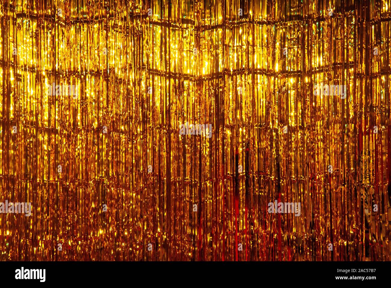 Golden background bokeh string wall decoration Stock Photo - Alamy