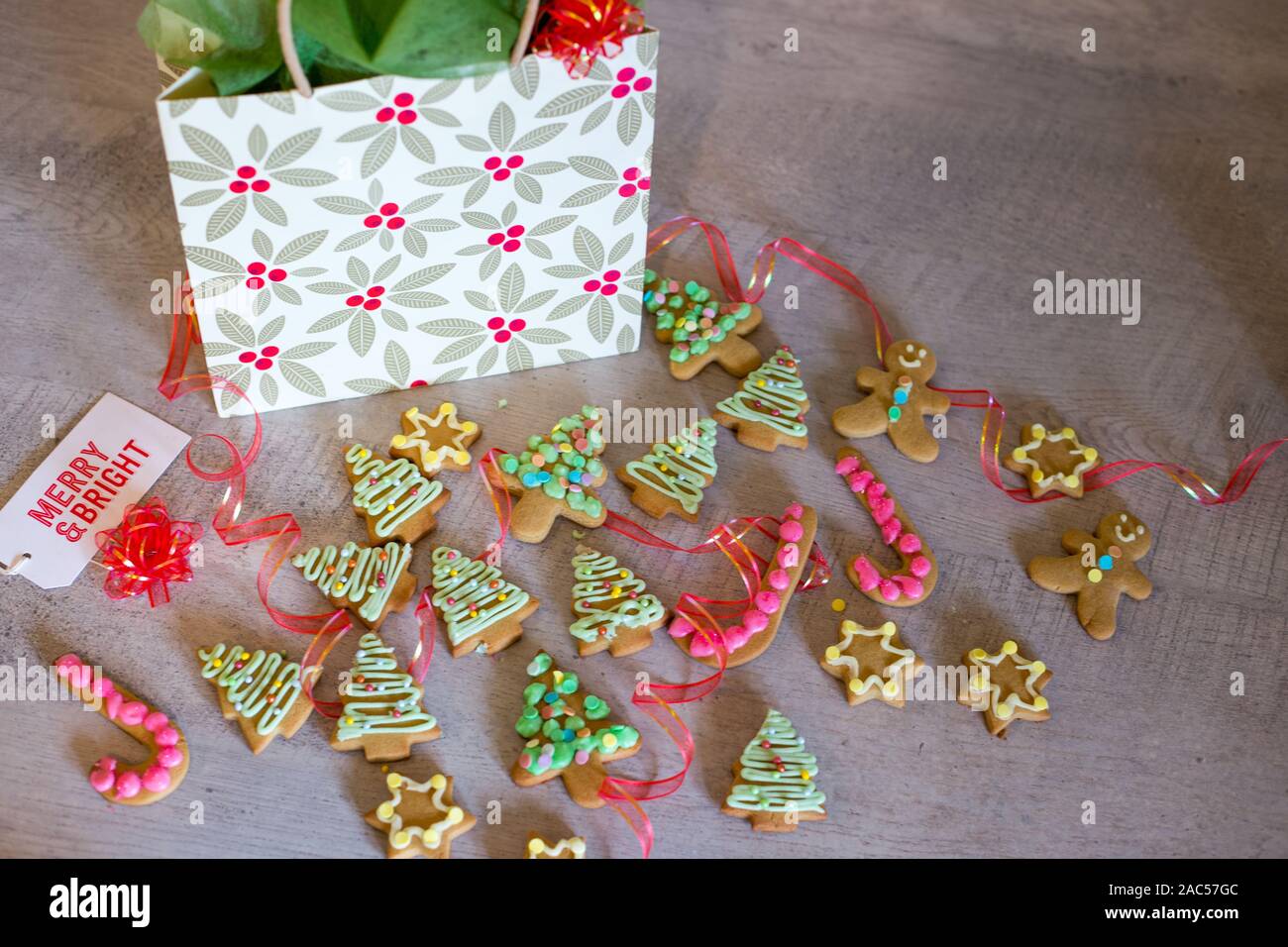 Homemade baked and decorated cookies to give as a Christmas gift Stock ...