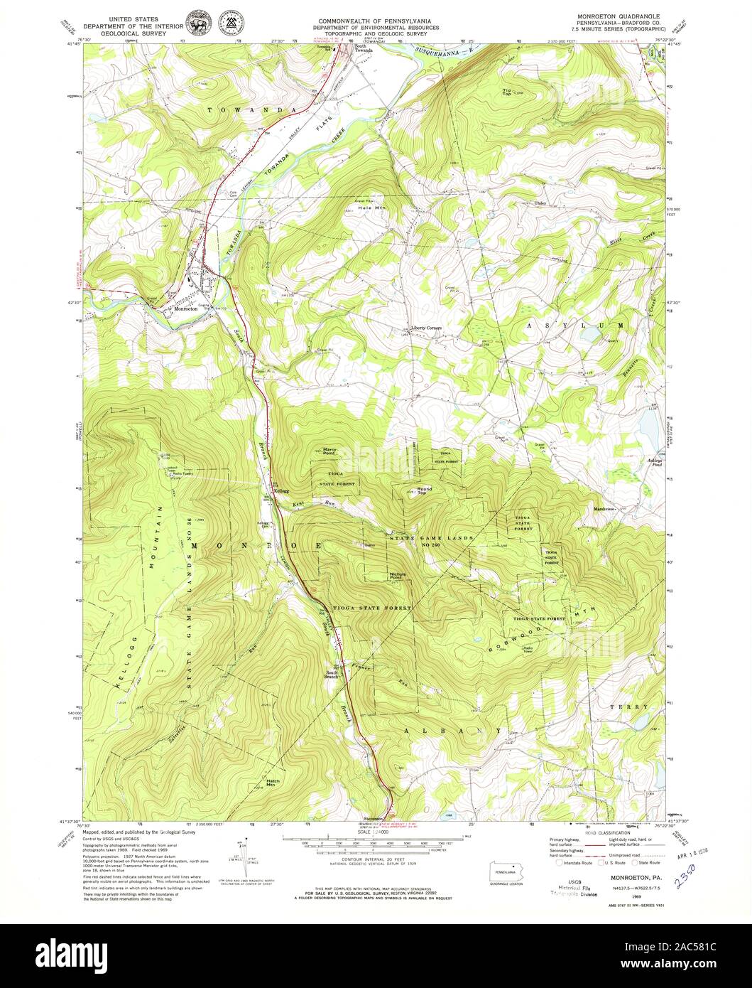 Monroeton pennsylvania map hi-res stock photography and images - Alamy