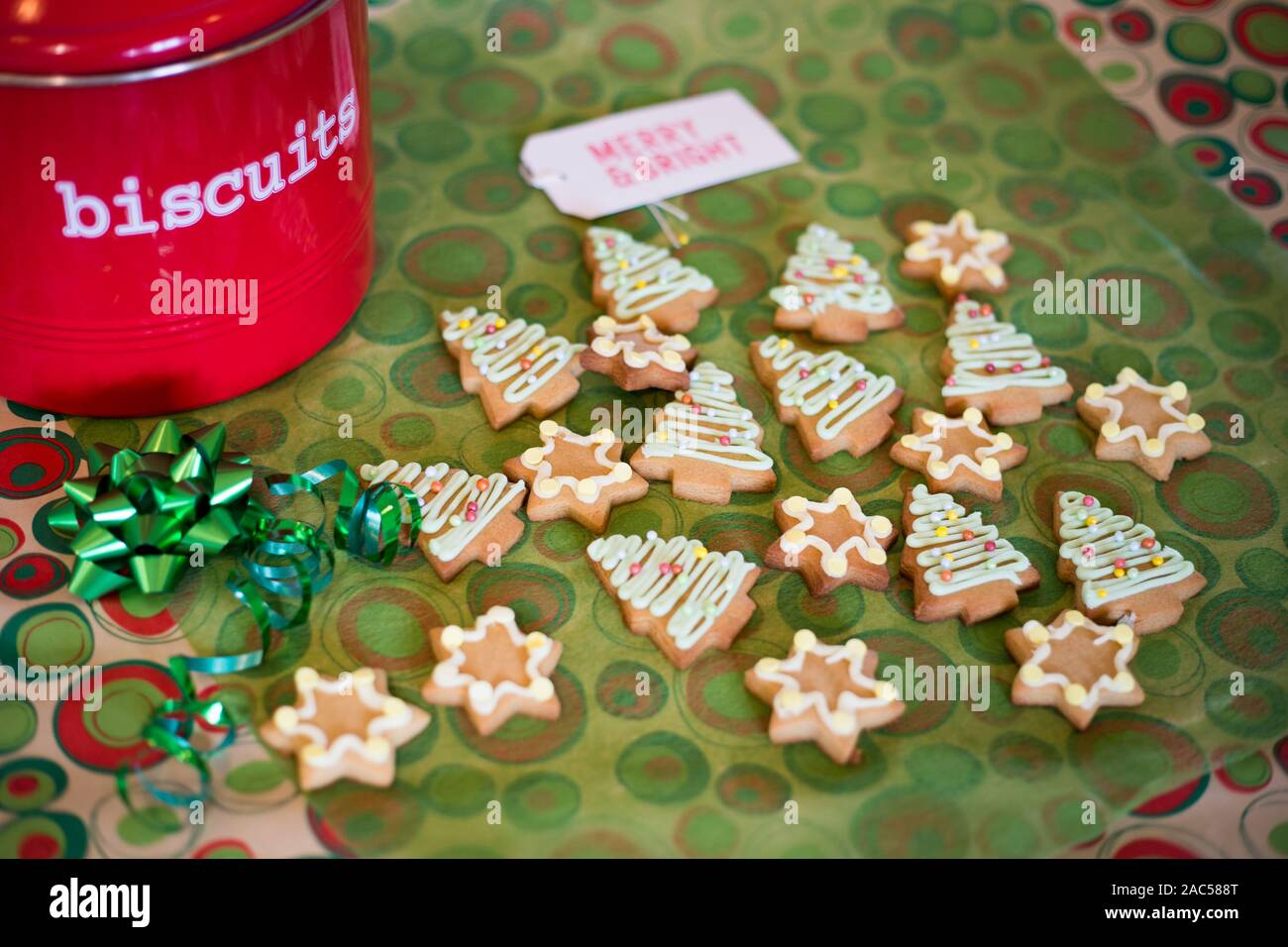 Homemade baked and decorated cookies to give as a Christmas gift Stock ...