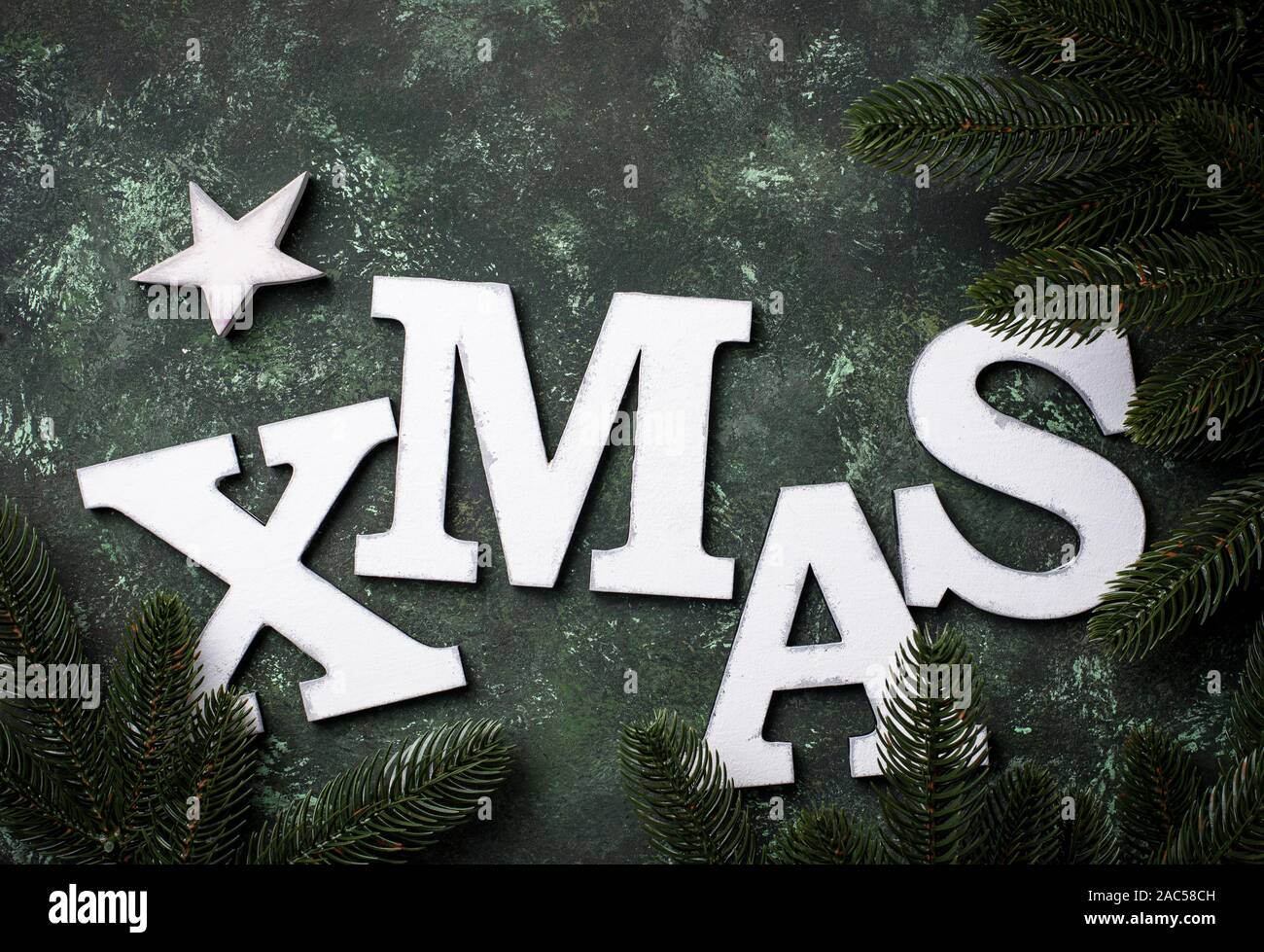Christmas background with letters XMAS Stock Photo - Alamy