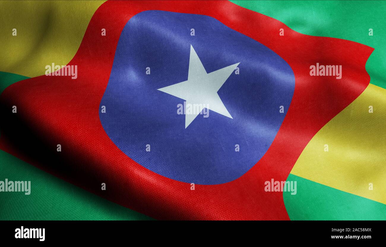 3D Waving Brazil City Flag of Braganca Closeup View Stock Photo - Alamy