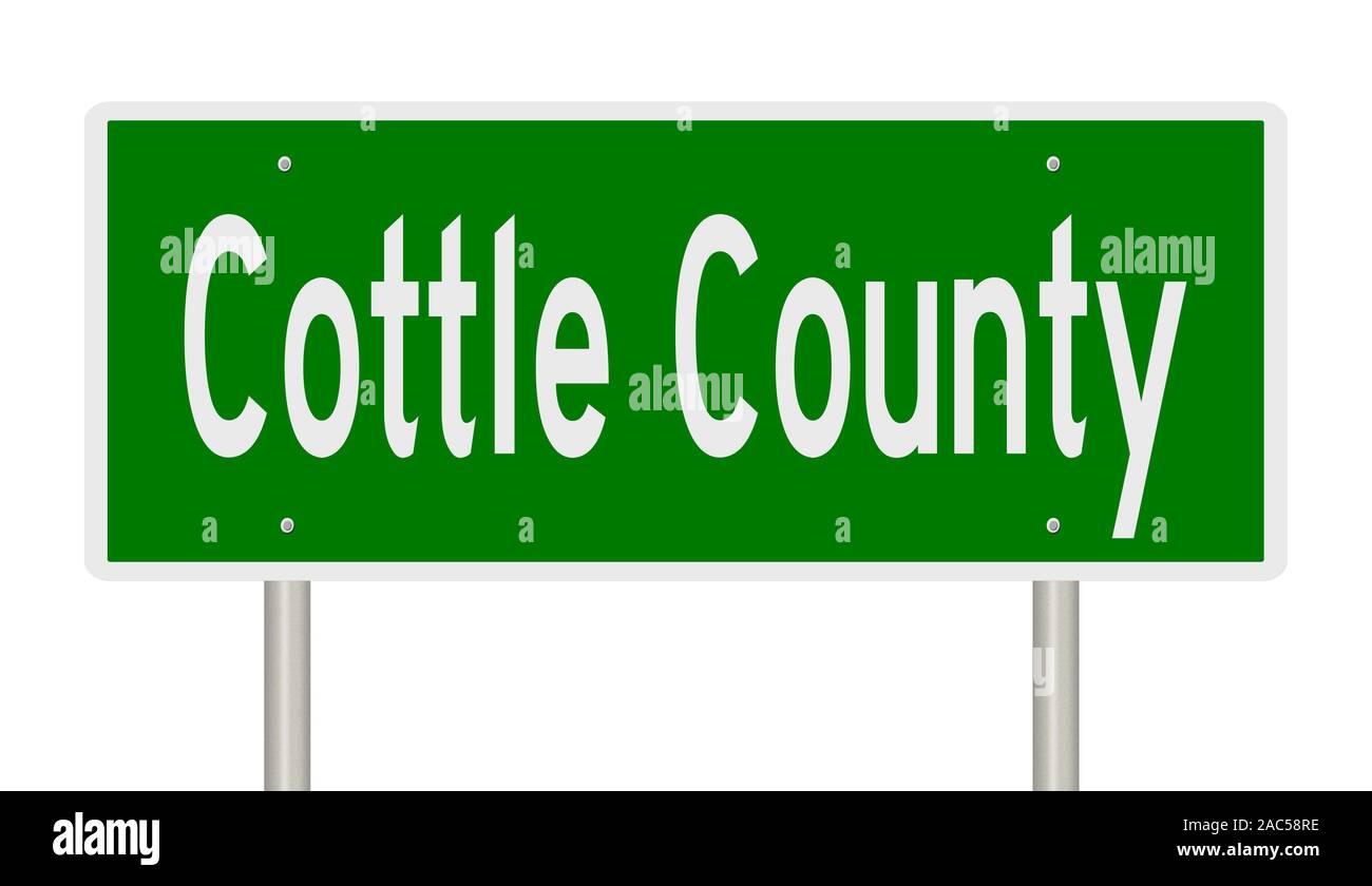 Rendering of a green 3d highway sign for Cottle County Stock Photo - Alamy