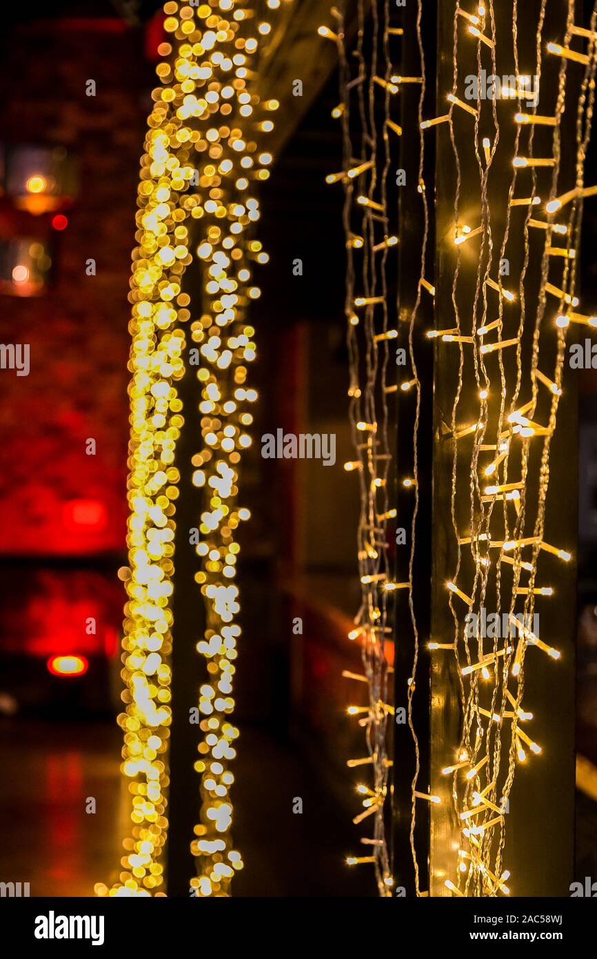 Yellow Fairy Lights Bokeh effect for decor purposes at corporate ...