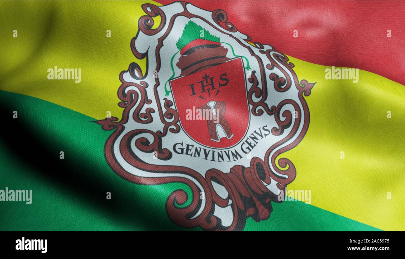 3D Waving Brazil City Flag of Embu das Artes Closeup View Stock Photo ...