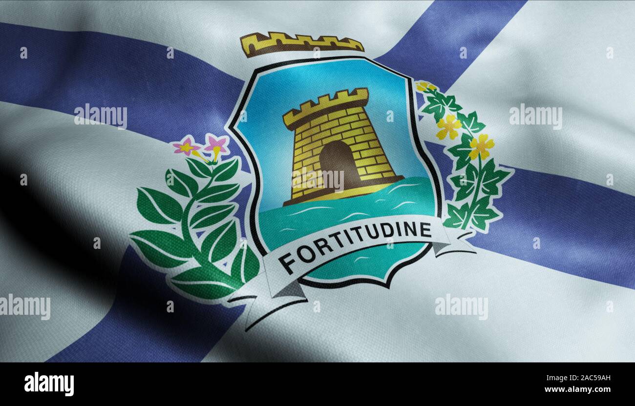 3D Waving Brazil City Flag of Fortaleza Closeup View Stock Photo - Alamy