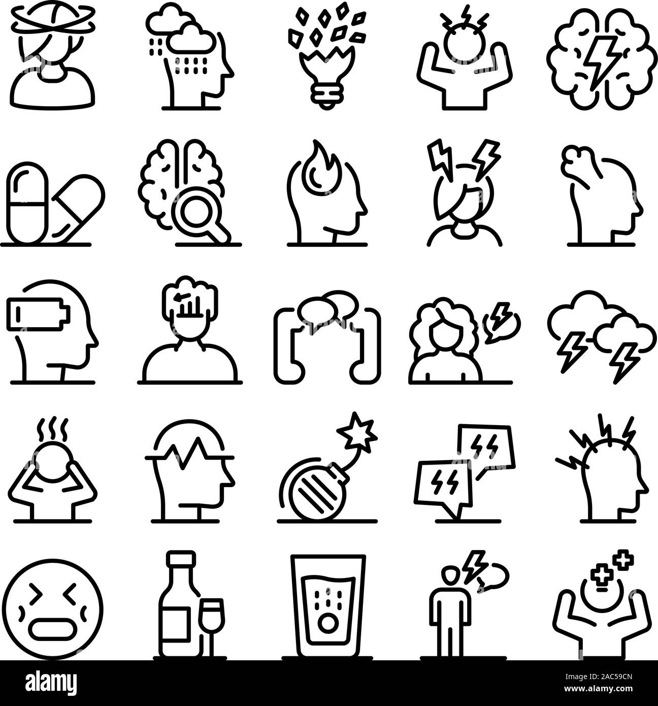 Stress icons set, outline style Stock Vector Image & Art - Alamy