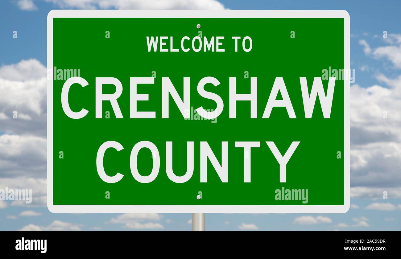Rendering of a green 3d highway sign for Crenshaw County Stock Photo ...