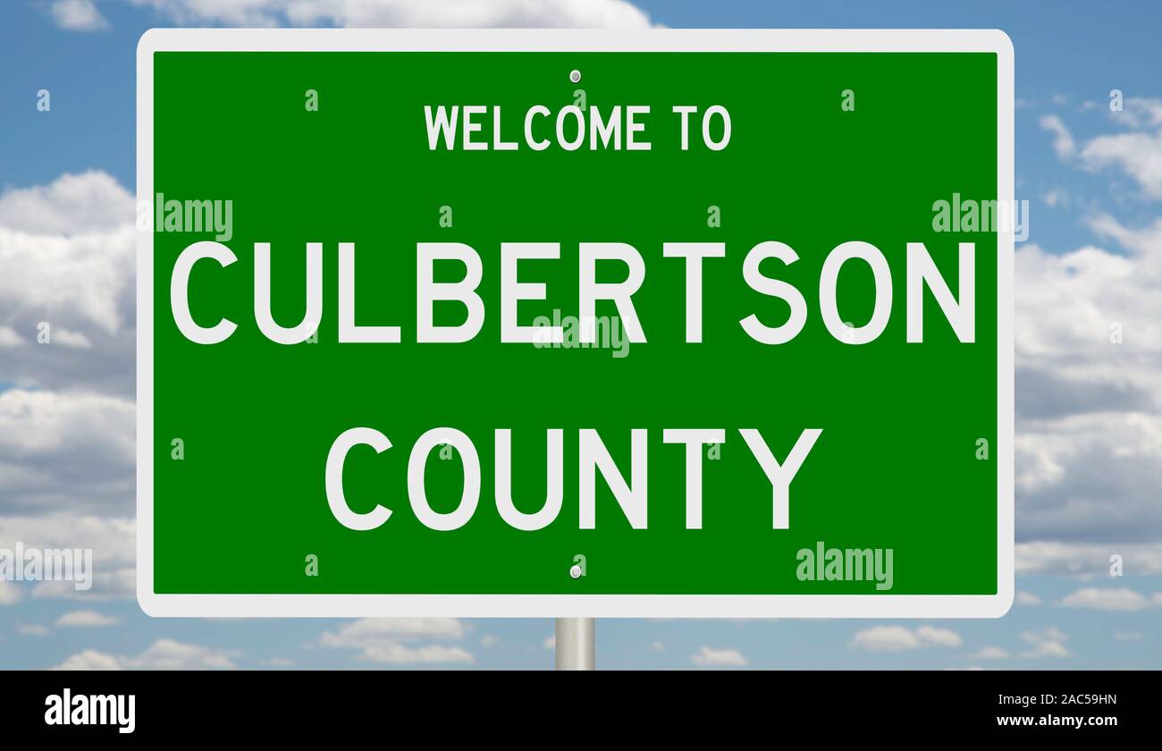 Rendering of a green 3d highway sign for Culbertson County Stock Photo ...