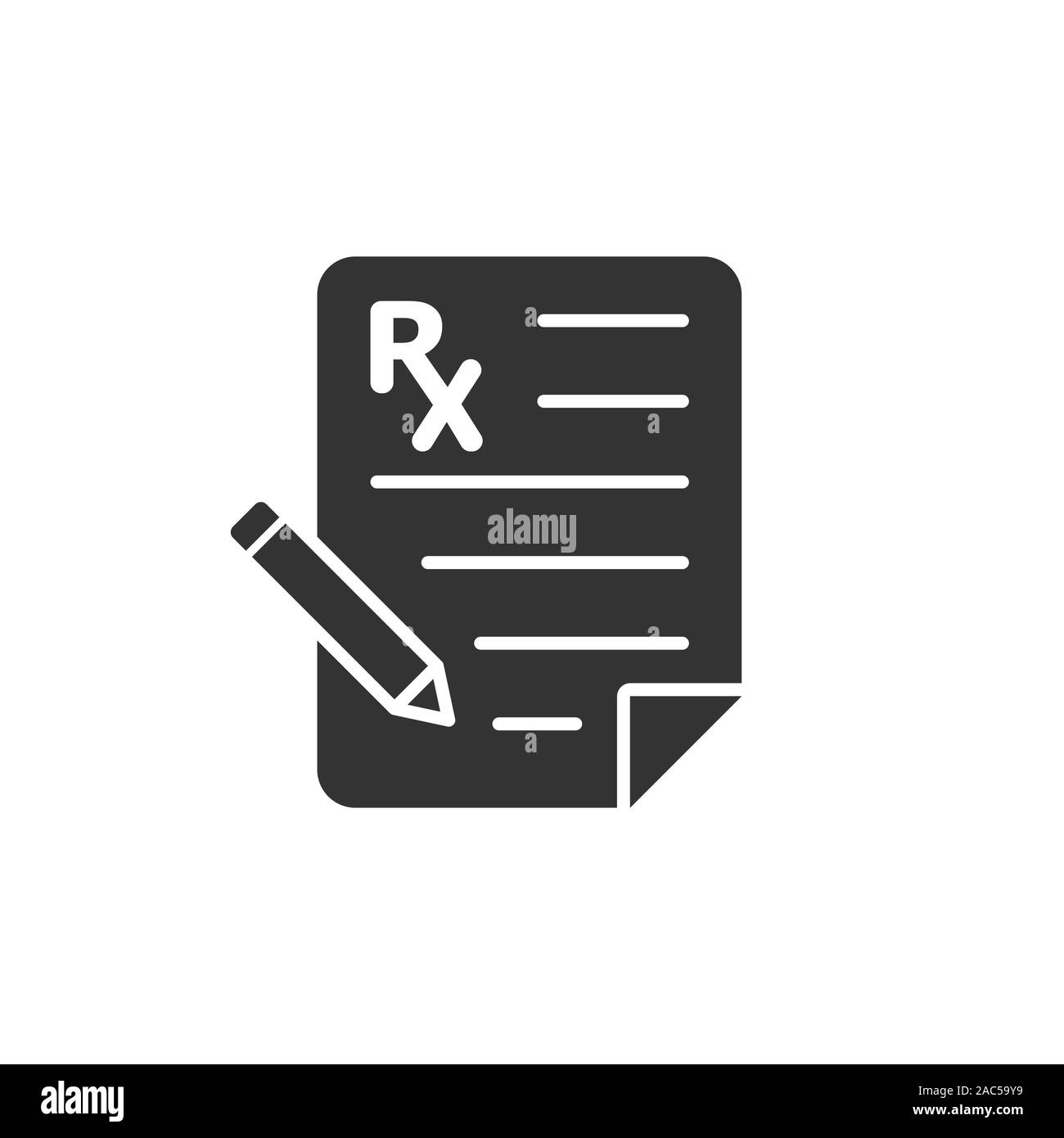 Prescription icon in flat style. Rx document vector illustration on ...