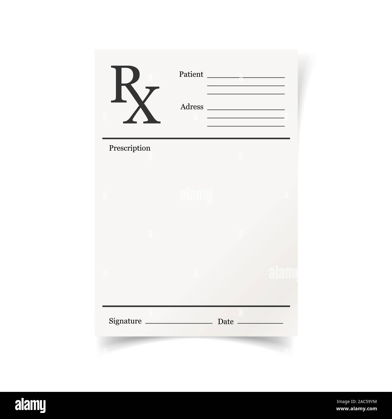 Realistic prescription icon in flat style. Rx document vector ...