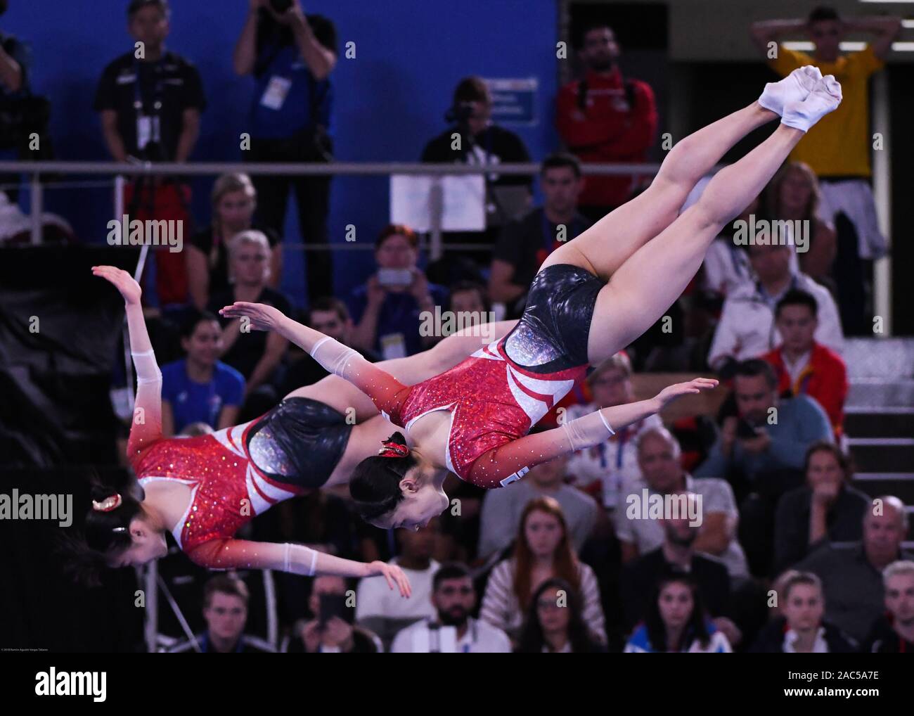 Tokyo, Japan. 30th Nov, 2019. Japan's Synchronised female Trampoline ...