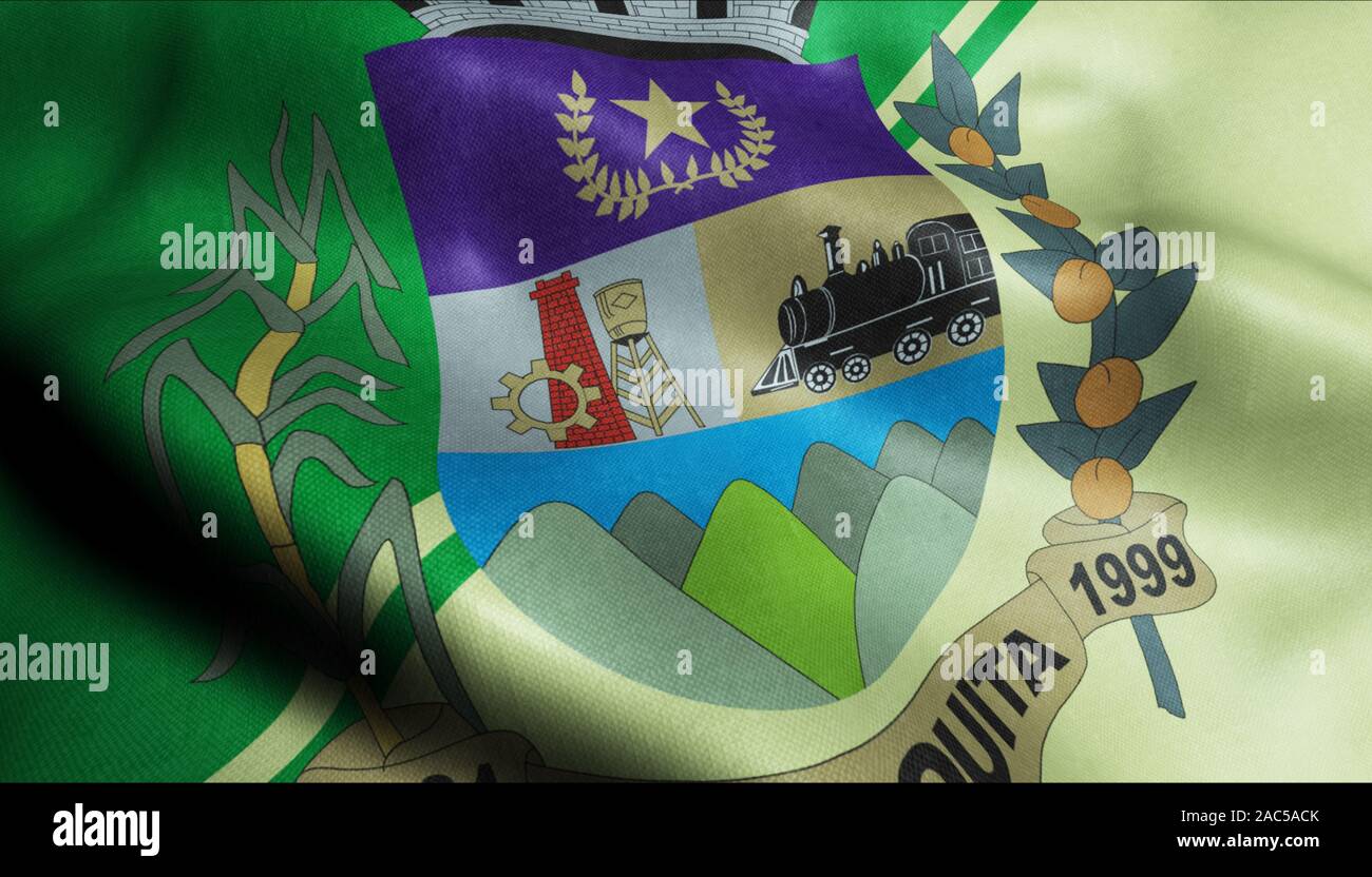 3D Waving Brazil City Flag of Mesquita Closeup View Stock Photo - Alamy