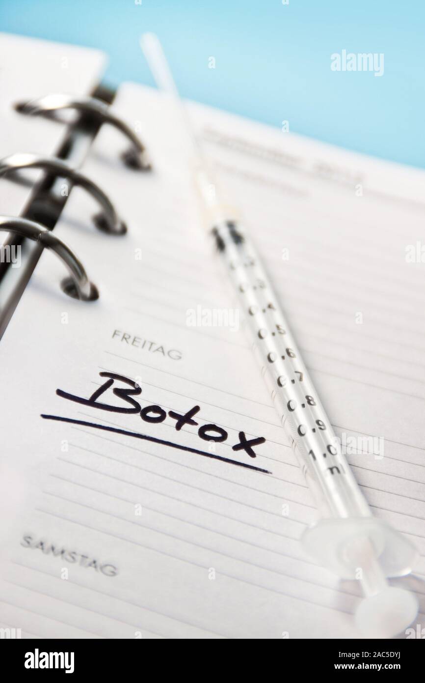 Botox injection and German calendar Stock Photo - Alamy