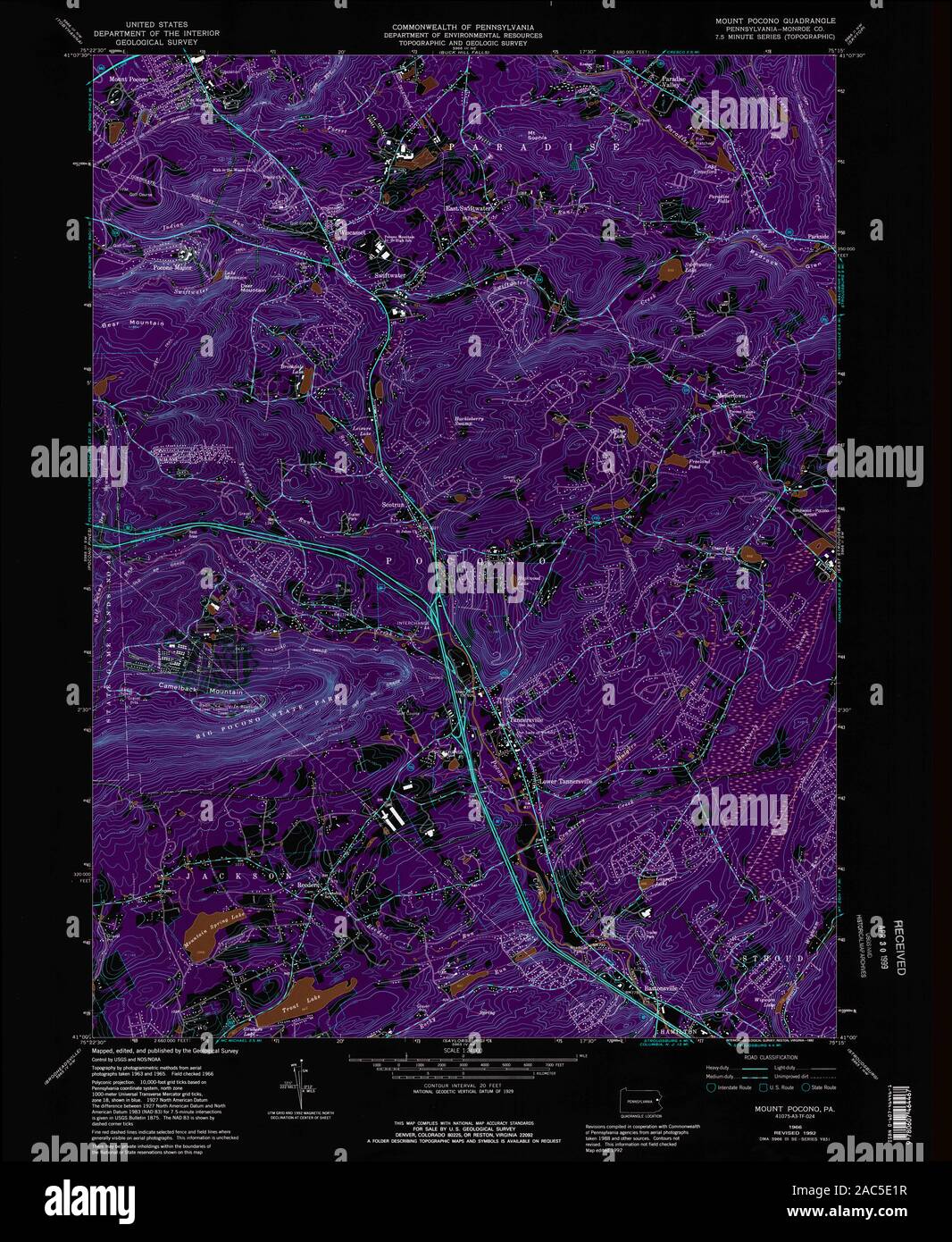 Map of mount pocono hi-res stock photography and images - Alamy