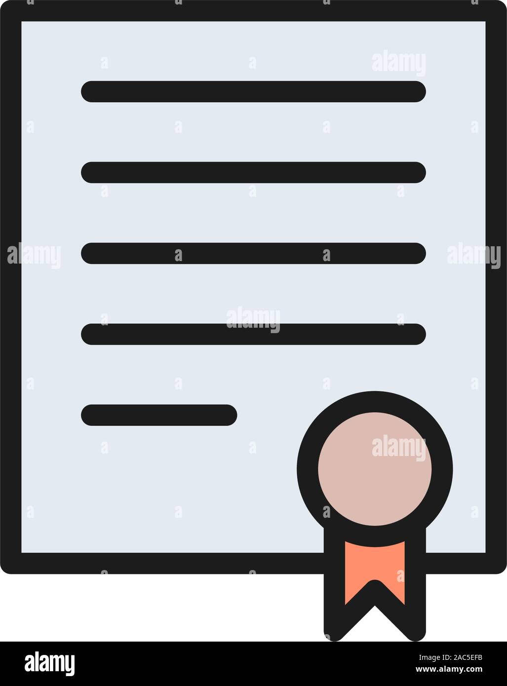 Vector certificate, signed document flat color icon Stock Vector Image ...