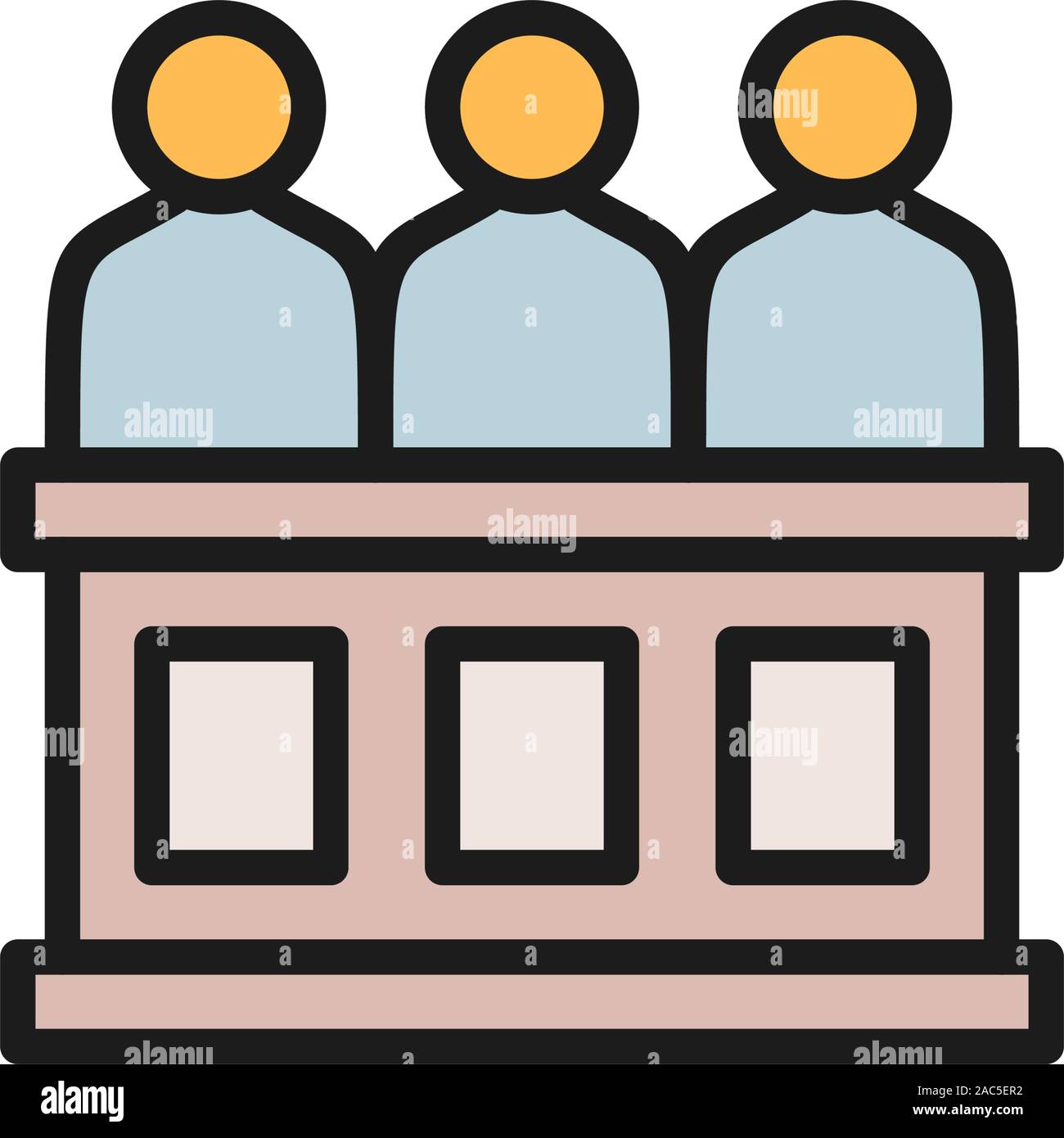 Jury trial flat color icon. Isolated on white background Stock Vector ...