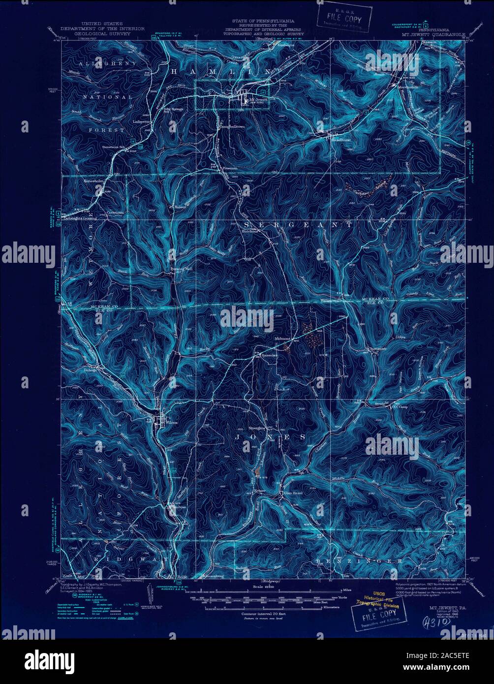 Pennsylvania map 1940 hi-res stock photography and images - Alamy