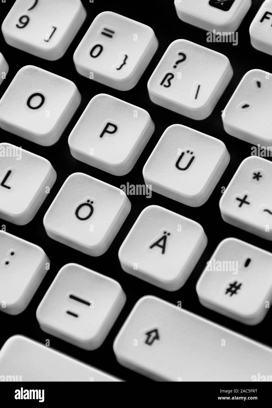 German keyboard black and white close up Stock Photo - Alamy