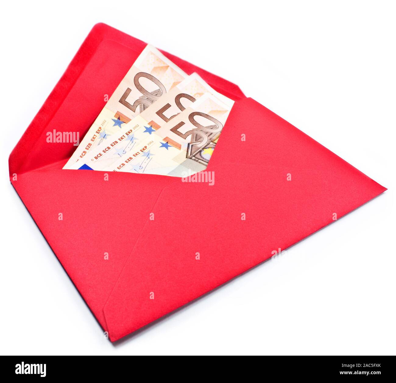 Envelope with Euro banknotes on white background Stock Photo - Alamy