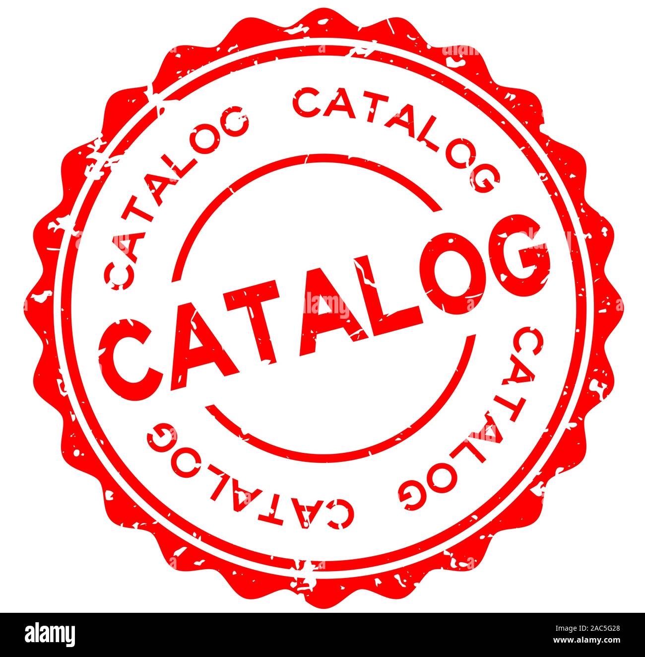 Grunge red catalog word round rubber seal stamp on white background ...