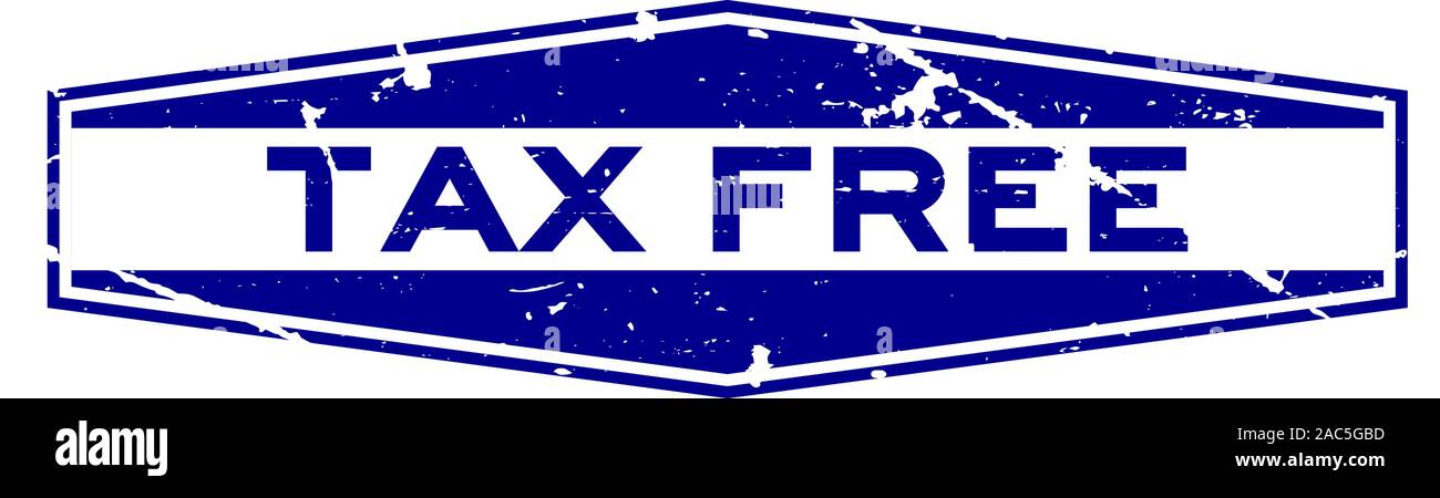 Grunge blue tax free word hexagon rubber seal stamp on white background ...