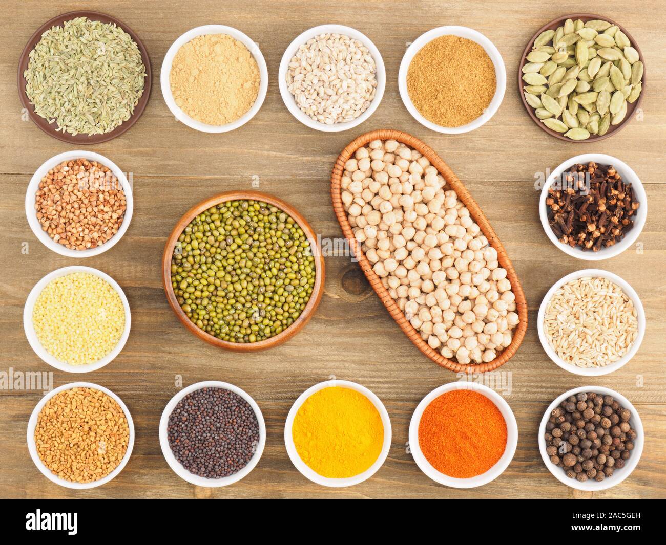 Buckwheat, oat, mung bean, chick pea, millet, green cardamom, allspice ...