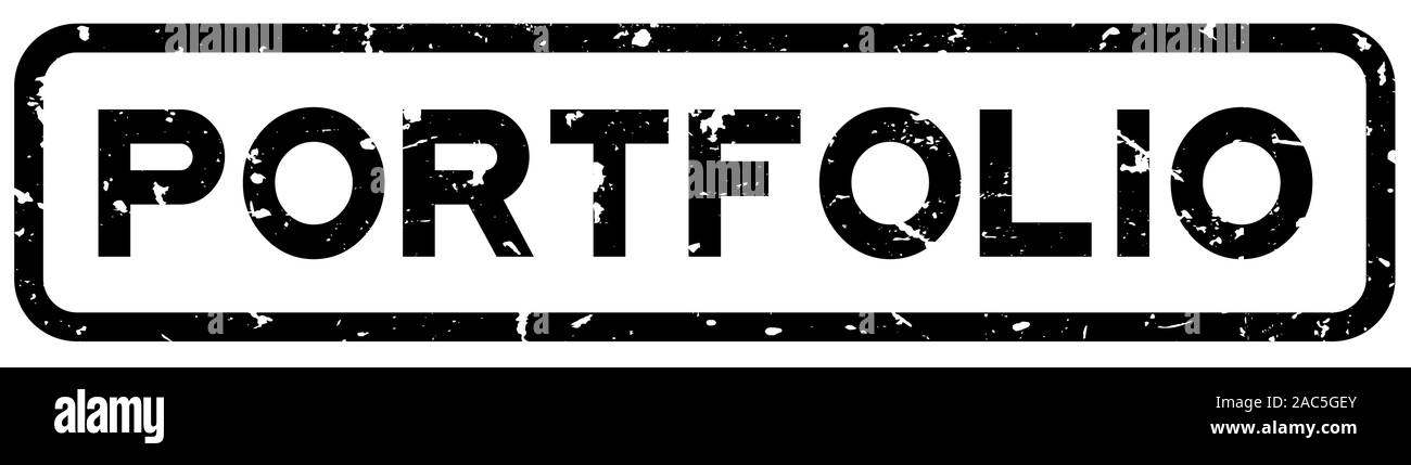 Grunge black portfolio word square rubber seal stamp on white ...