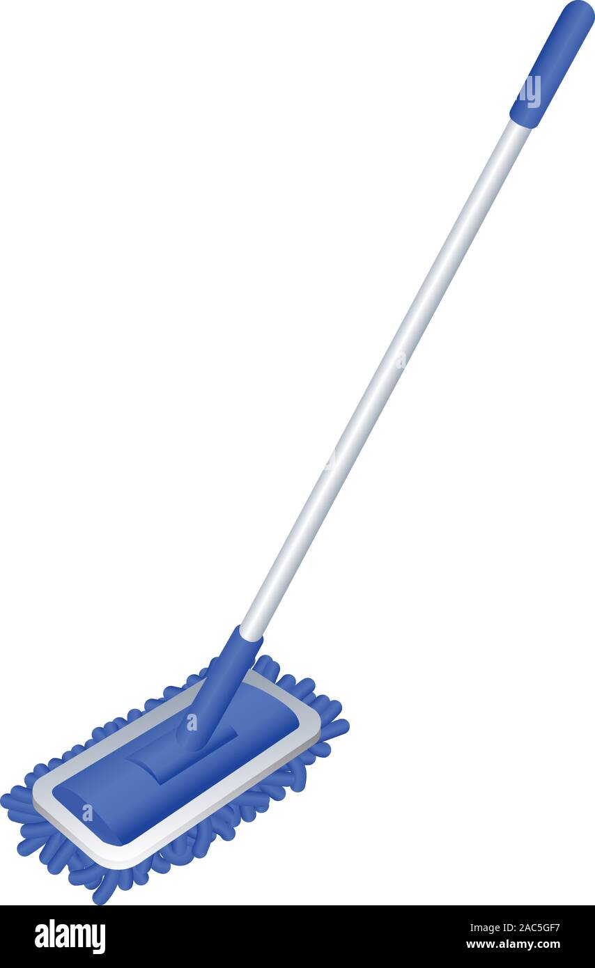 Blue mop icon. Cartoon of blue mop vector icon for web design isolated ...