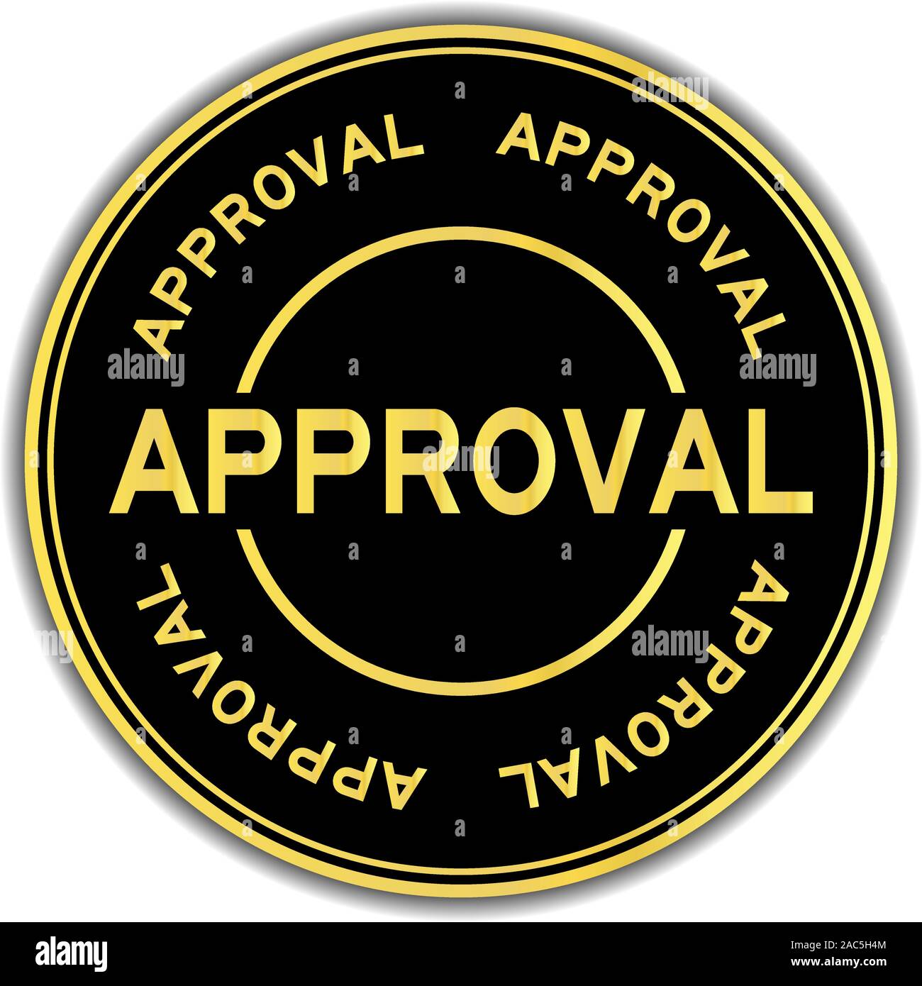 Gold color approval word round sticker on white background Stock Vector ...
