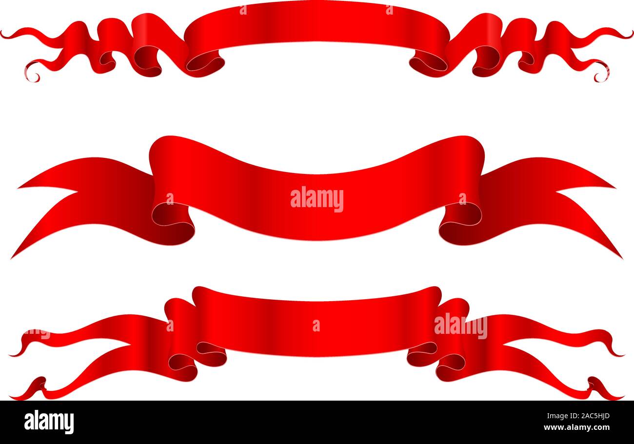 Red ribbon banners. 3d vector illustration Stock Vector Image & Art - Alamy