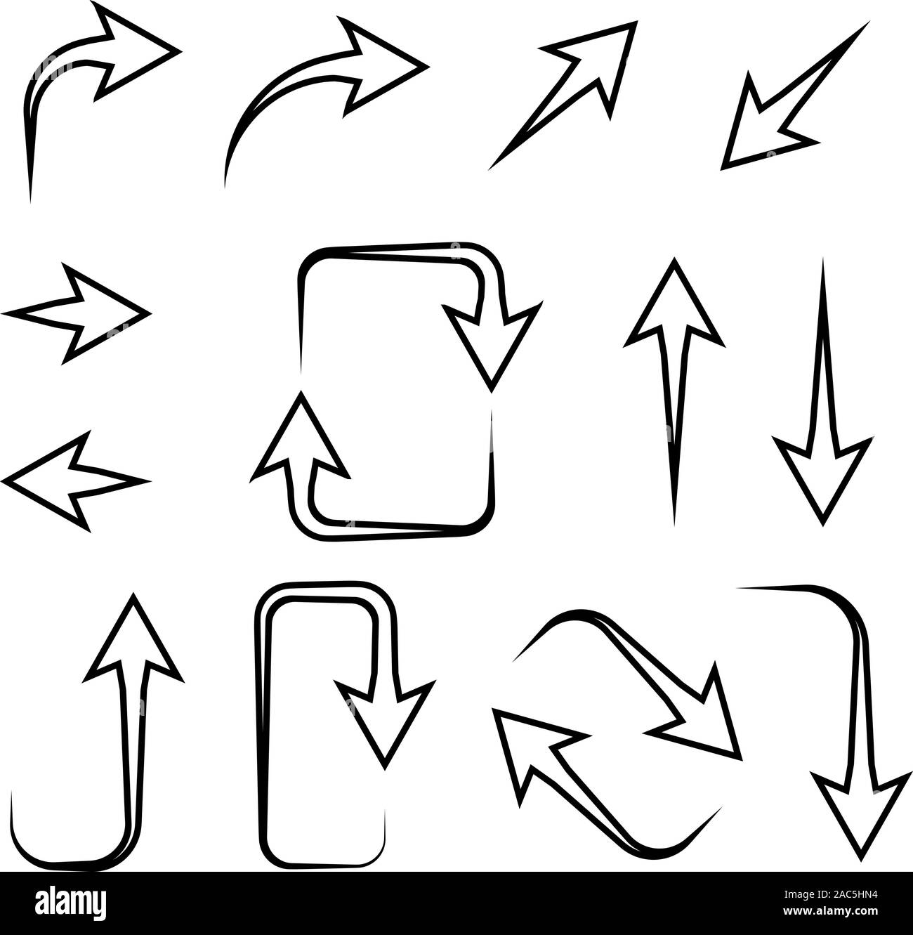 Arrows set. Sharp hand drawn icons Stock Vector Image & Art - Alamy