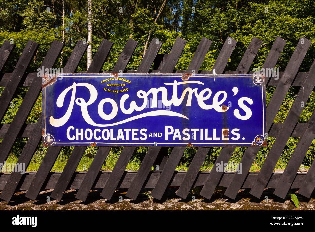 Old style tin advertising board for Rowntree's chocolates and pastilles ...