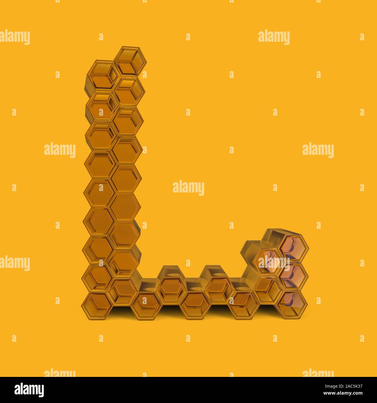 Capital letter L. Uppercase. Honey font on a yellow background. 3D ...
