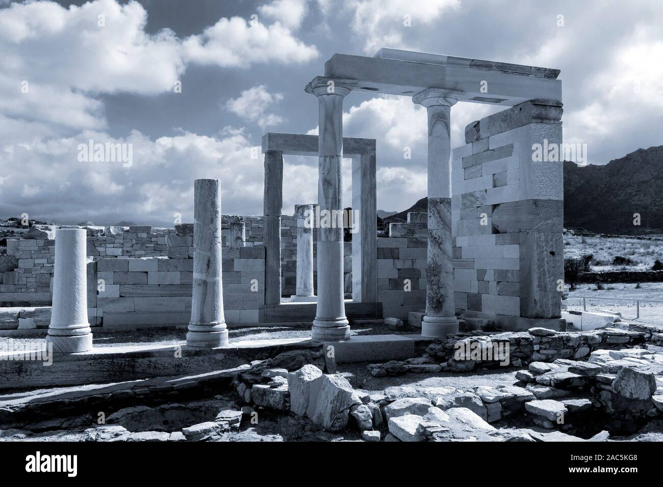 The ruins of a temple of the ancient Greece on the Naxos island Stock ...
