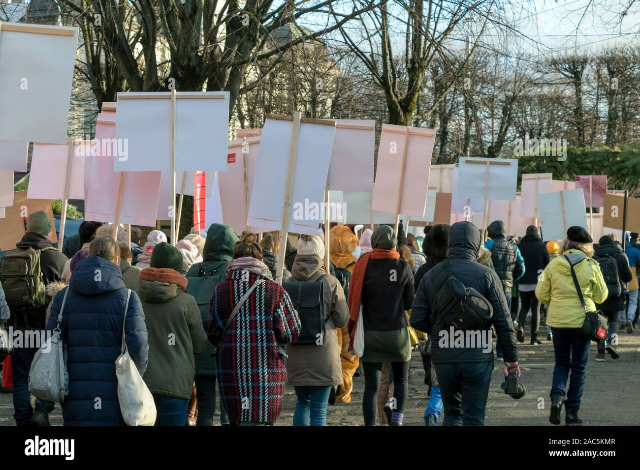Riga, Latvia - November 30, 2019 : Back view of people crowd at Animal ...