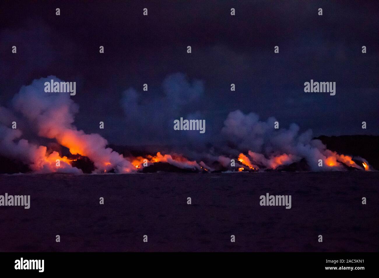 August 2018: Lava from Kilauea Volcano's Fissure 8 flows into to the ...