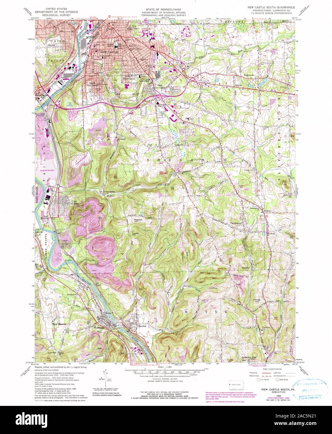 New castle pennsylvania map High Resolution Stock Photography and ...