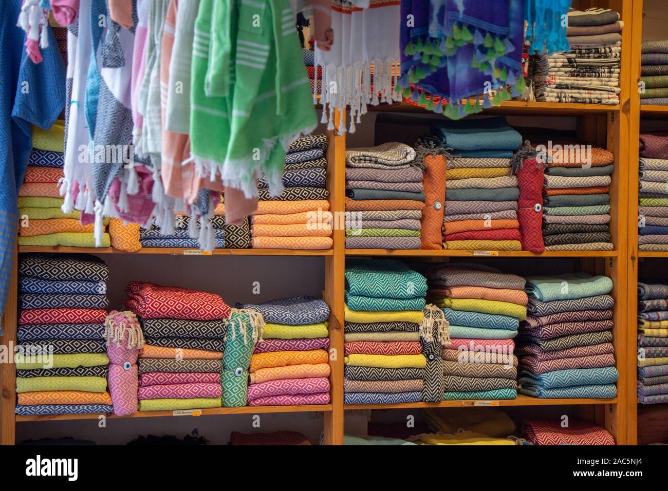 Examples of colorful fabric of various color and type Stock Photo - Alamy