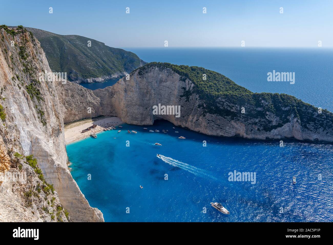 Zakynthos Shipwreck Navagio beach cove with luxury yachts view from ...