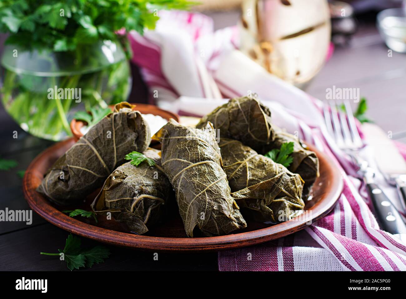Lebanese stuffed grape leaves hi-res stock photography and images - Alamy