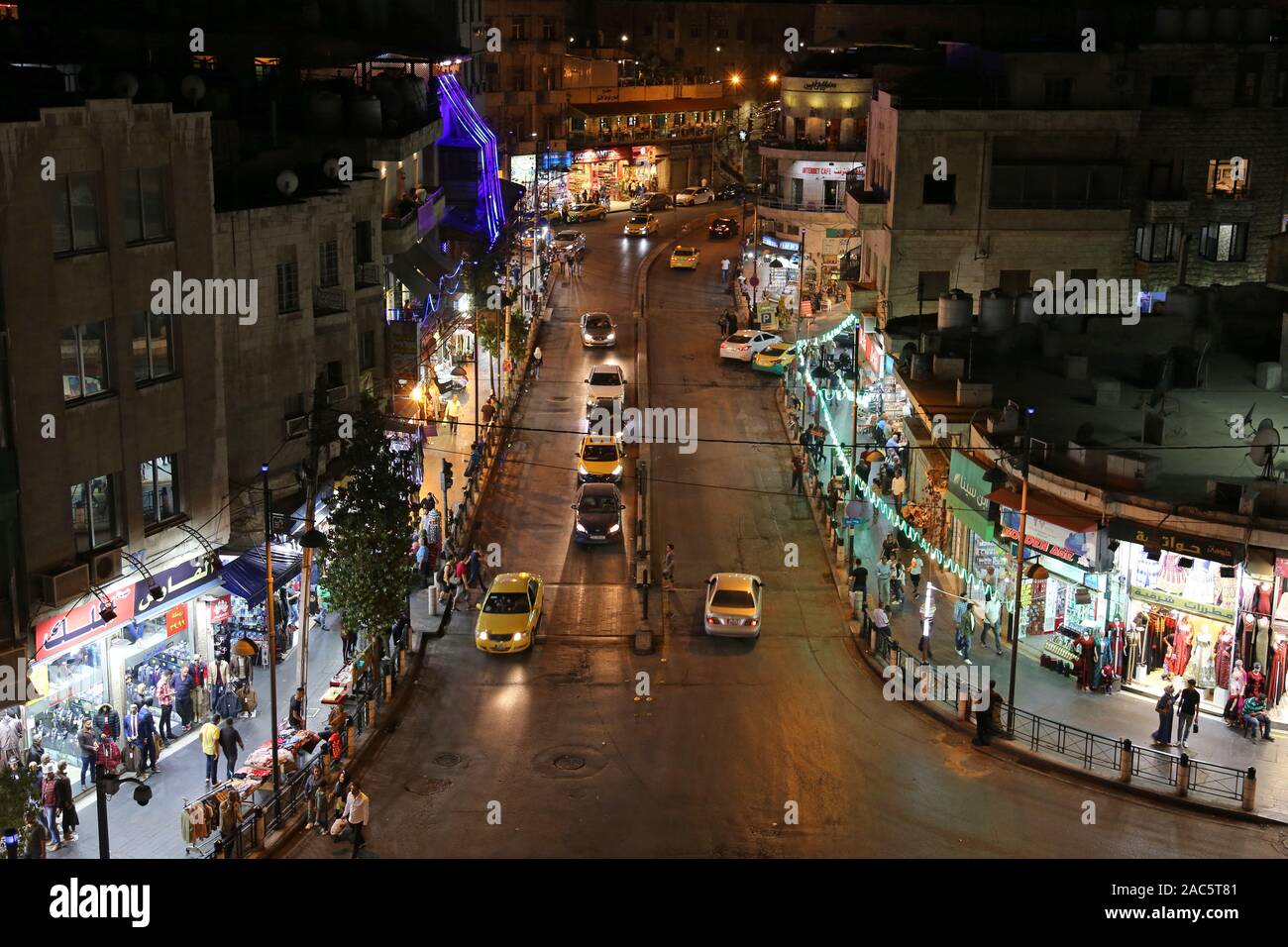 Prince Muhammad Street at night, Al Rjoum, Amman, Jordan, Middle East ...