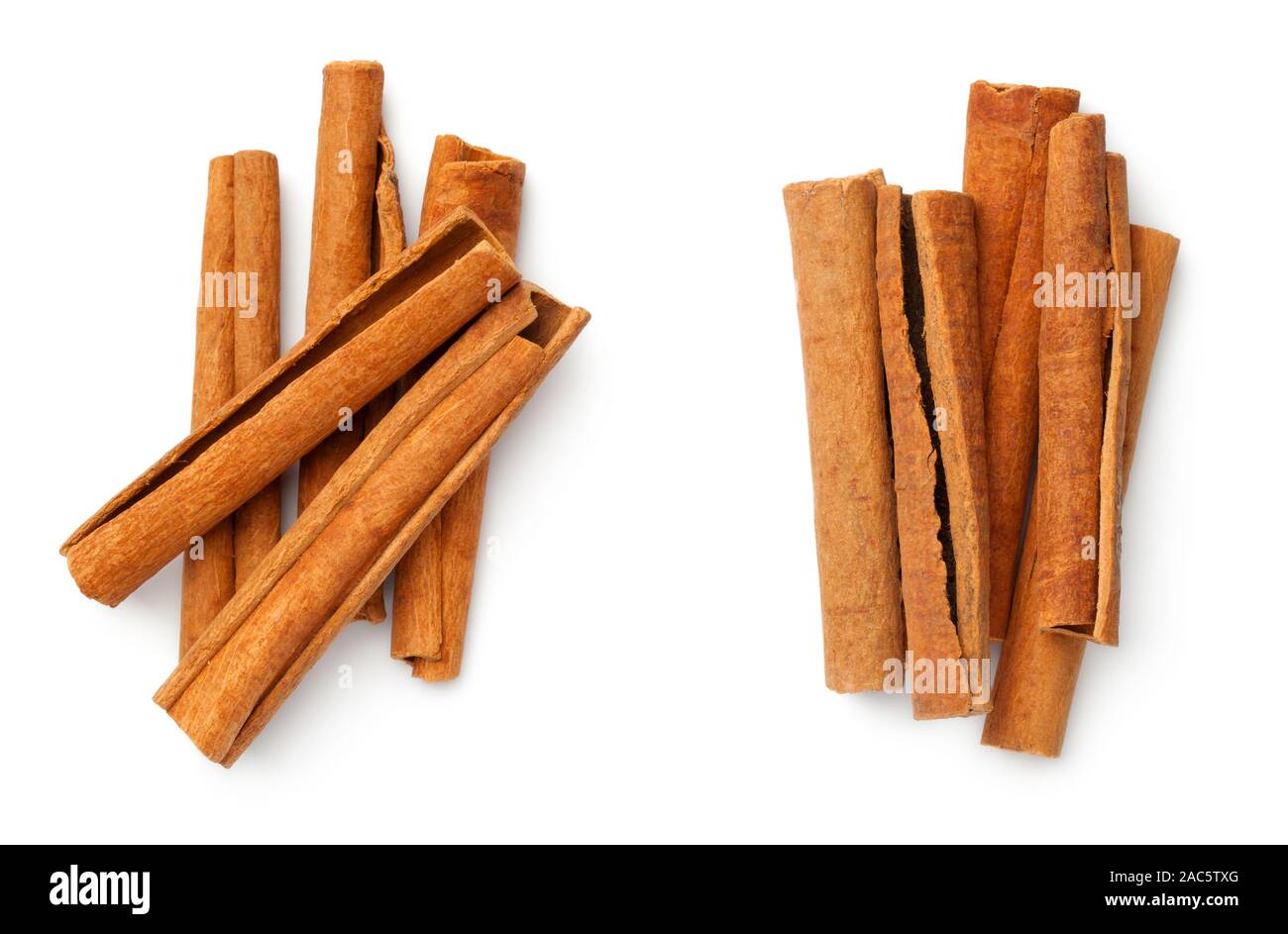 Cinnamon sticks isolated on white background. Top view. Flat lay Stock ...